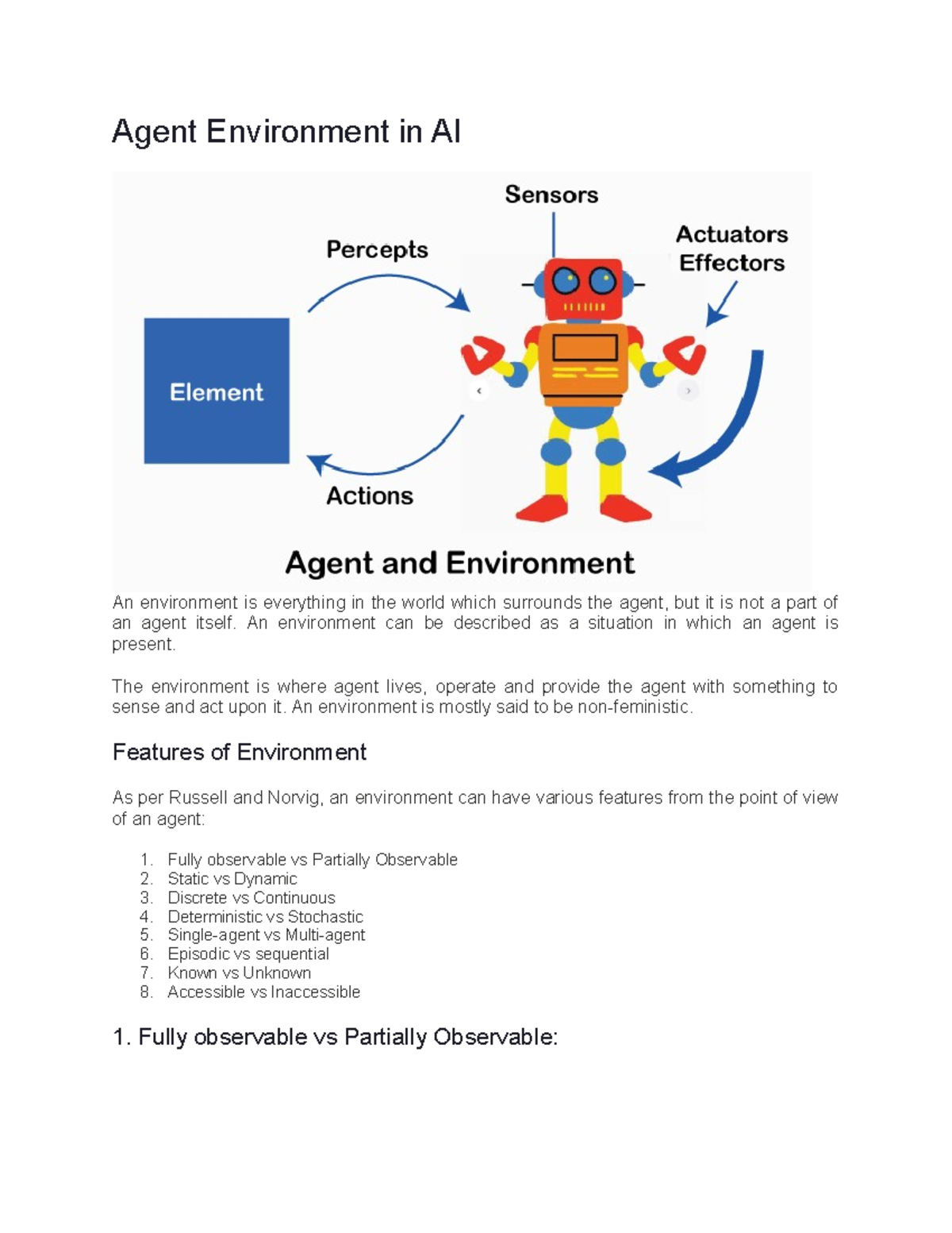 Agent Environment in AI - An environment can be described as a ...