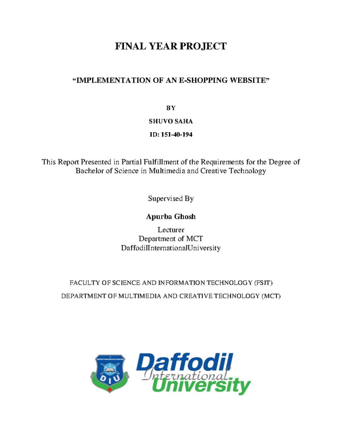 P12719 (23-) 2 - FINAL YEAR PROJECT “IMPLEMENTATION OF AN E-SHOPPING ...