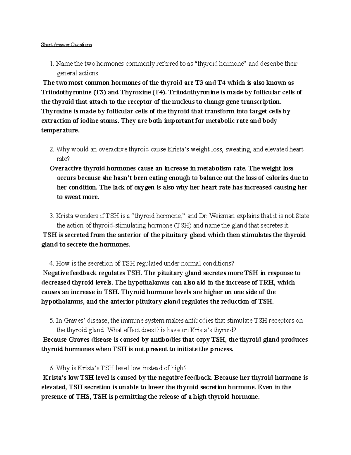 Anatomy Case - Lab assignment - Short Answer Questions 1. Name the two ...