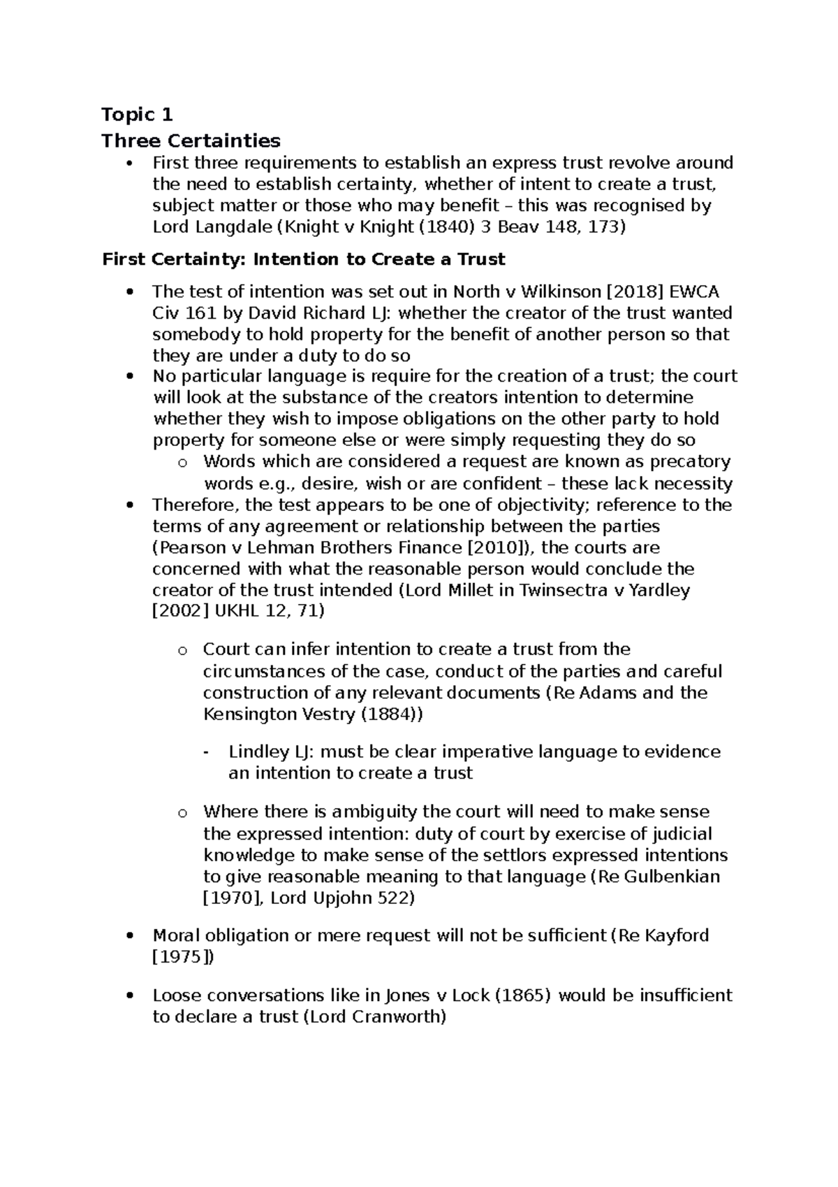 Three Certainties - Topic 1 Three Certainties First three requirements to establish an express ...