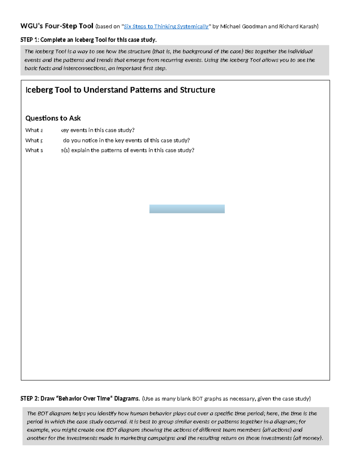 Four Steps Tool - systems thinking - WGU's Four-Step Tool (based on ...