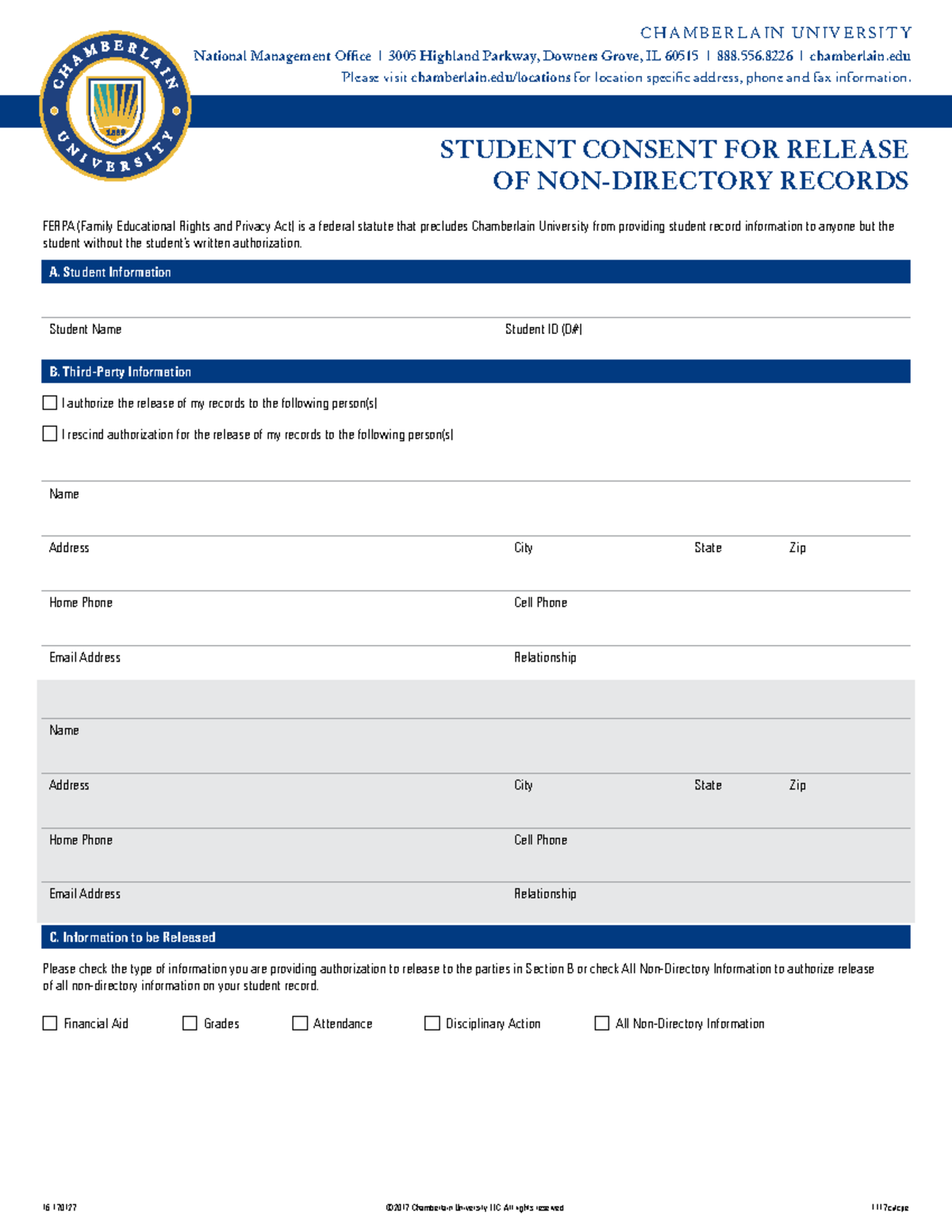 14- Ferpa blank form - STUDENT CONSENT FOR RELEASE OF NON-DIRECTORY ...