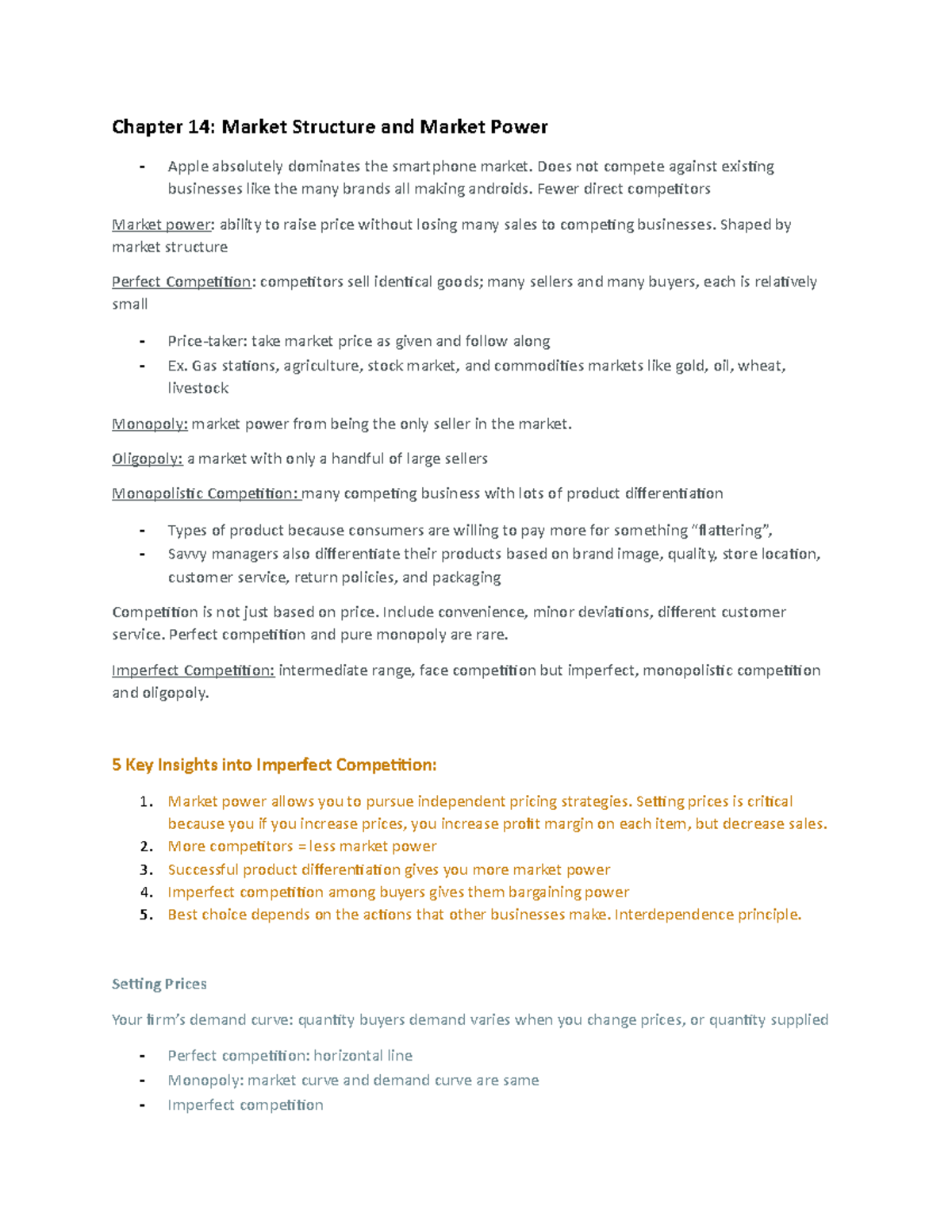 Chapter 14 Market Structure and Power 2 - Chapter 14: Market Structure ...