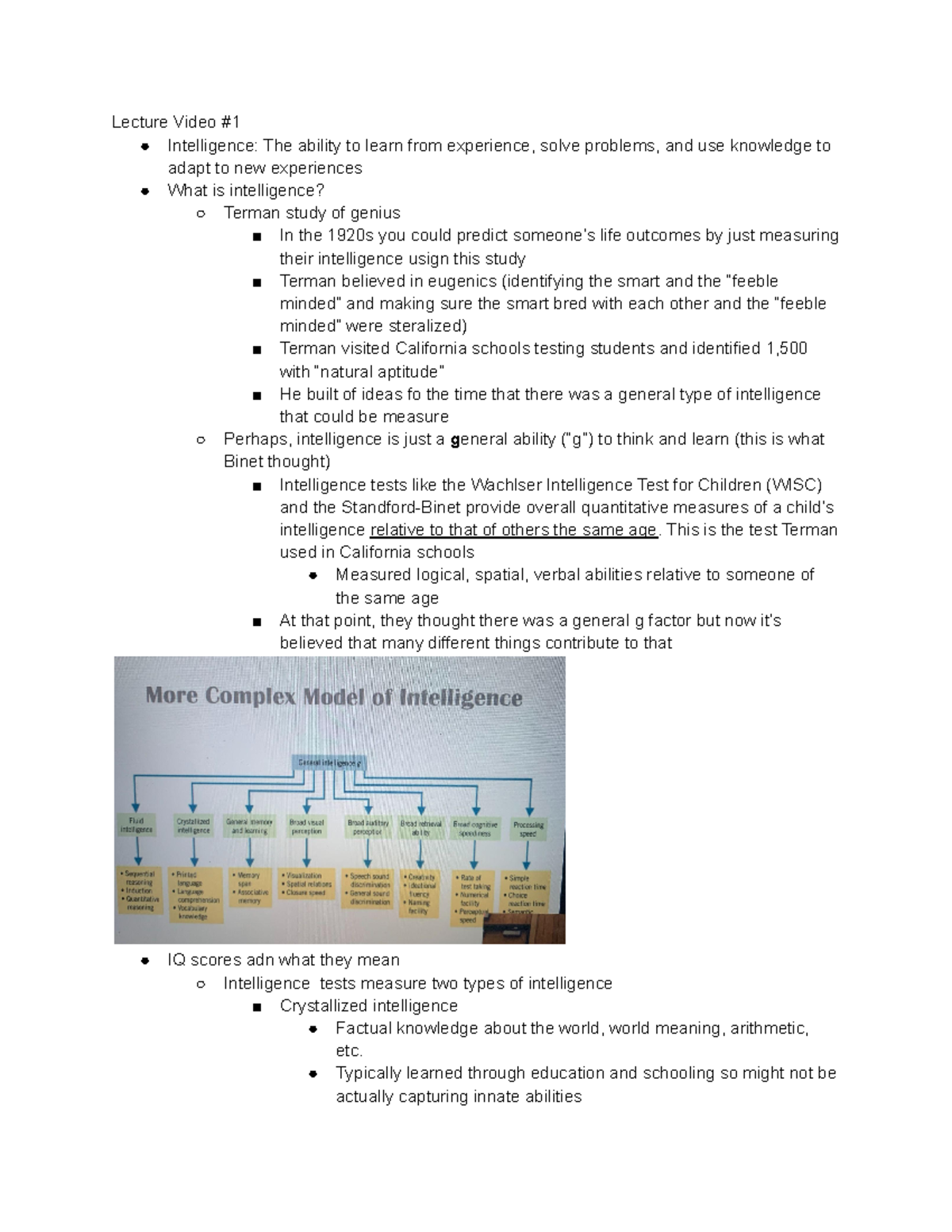 Module 14 Lecture Notes - Lecture Video # Intelligence: The ability to ...