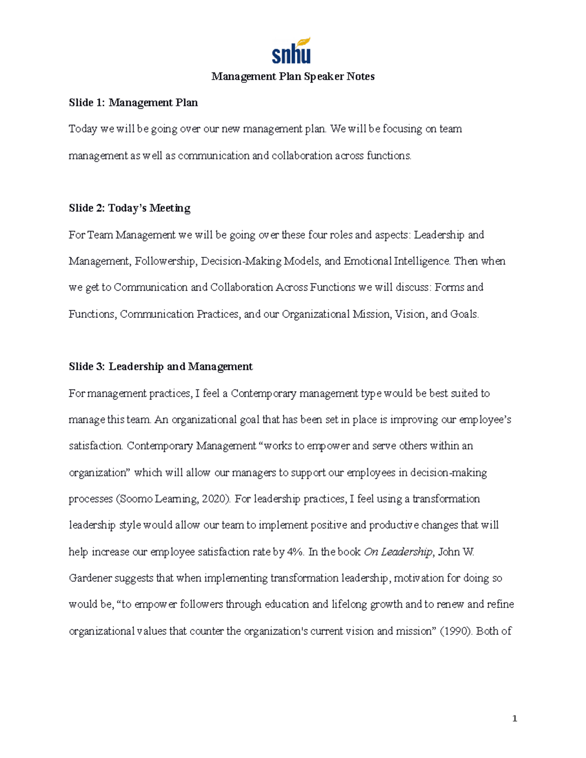 7-3 Project One: Speaker Notes - Management Plan Speaker Notes Slide 1 ...