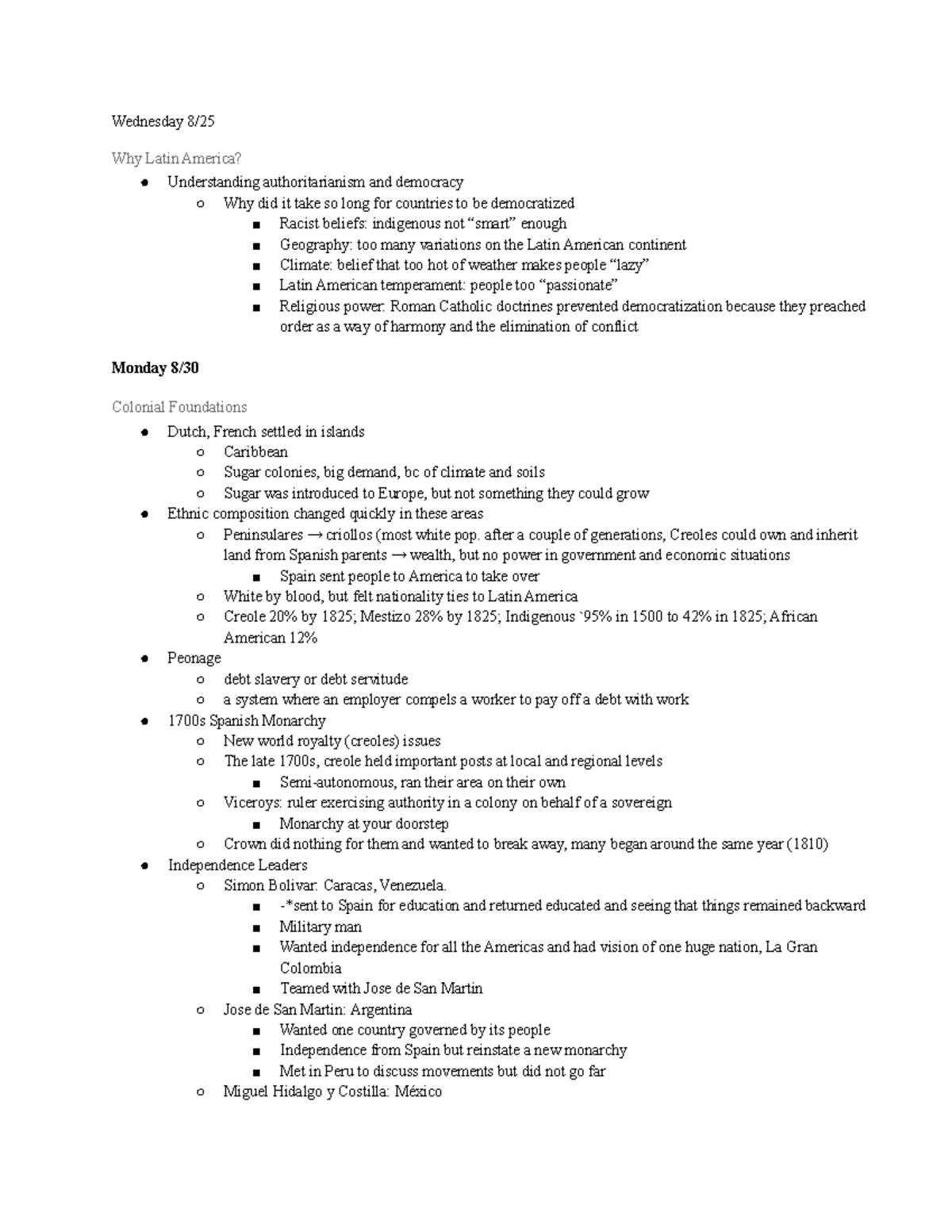 SPAN102B Notes - Wednesday 8/ Why Latin America? Understanding ...
