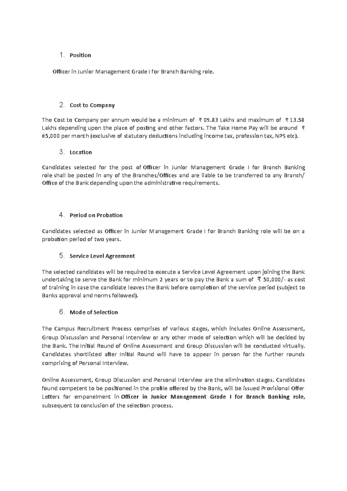 Federal Selection Process - 1. Position Officer in Junior Management ...