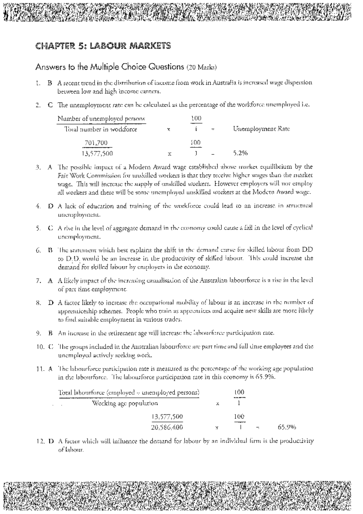 Topic 4 Labour-Markets Answers - C Tim Riley Publications Pty Ltd ...
