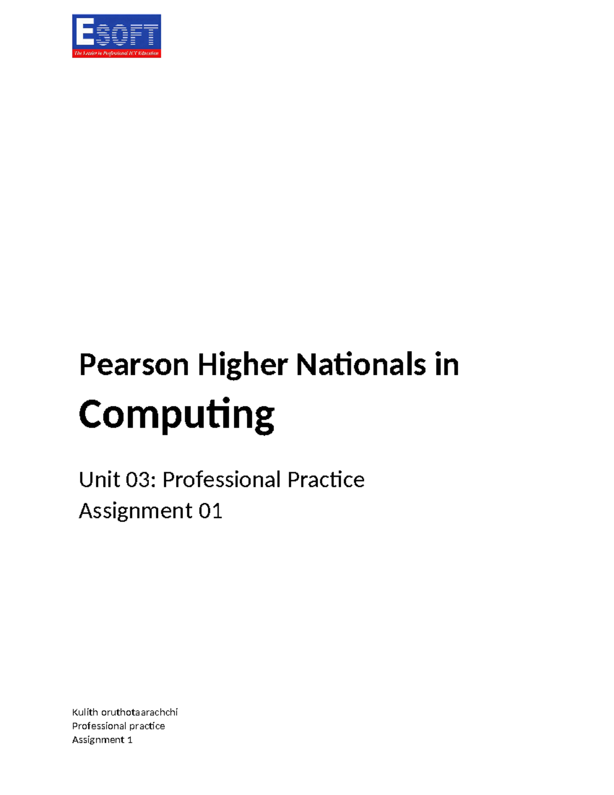 Pearson Higher Nationals In Diploma New Edition Pearson Higher Nationals In Computing Unit 03