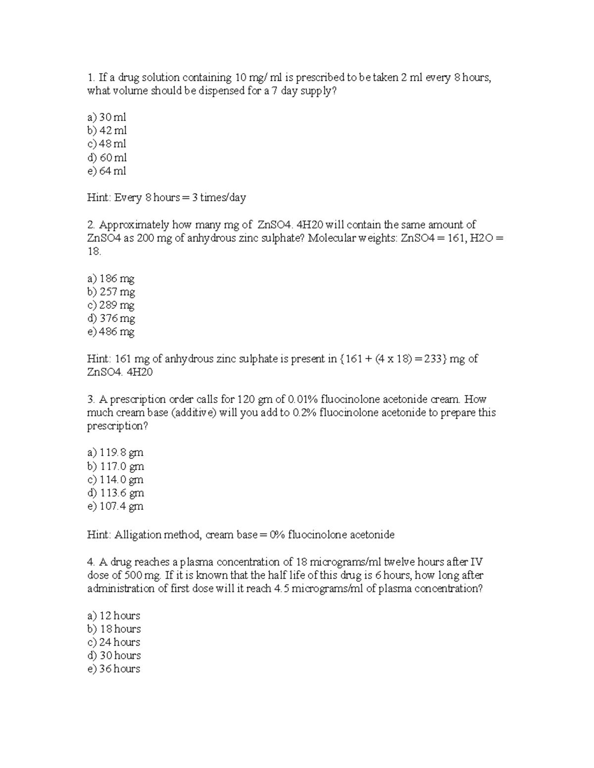 68272913-56806449- Naplex-Calc-Practice.cleaned - If a drug solution ...