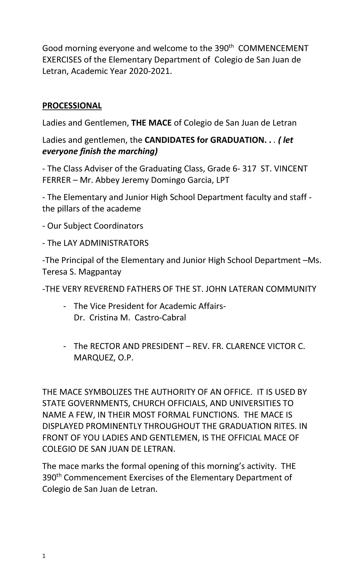 GRAD- Script - Good morning everyone and welcome to the 390 th ...