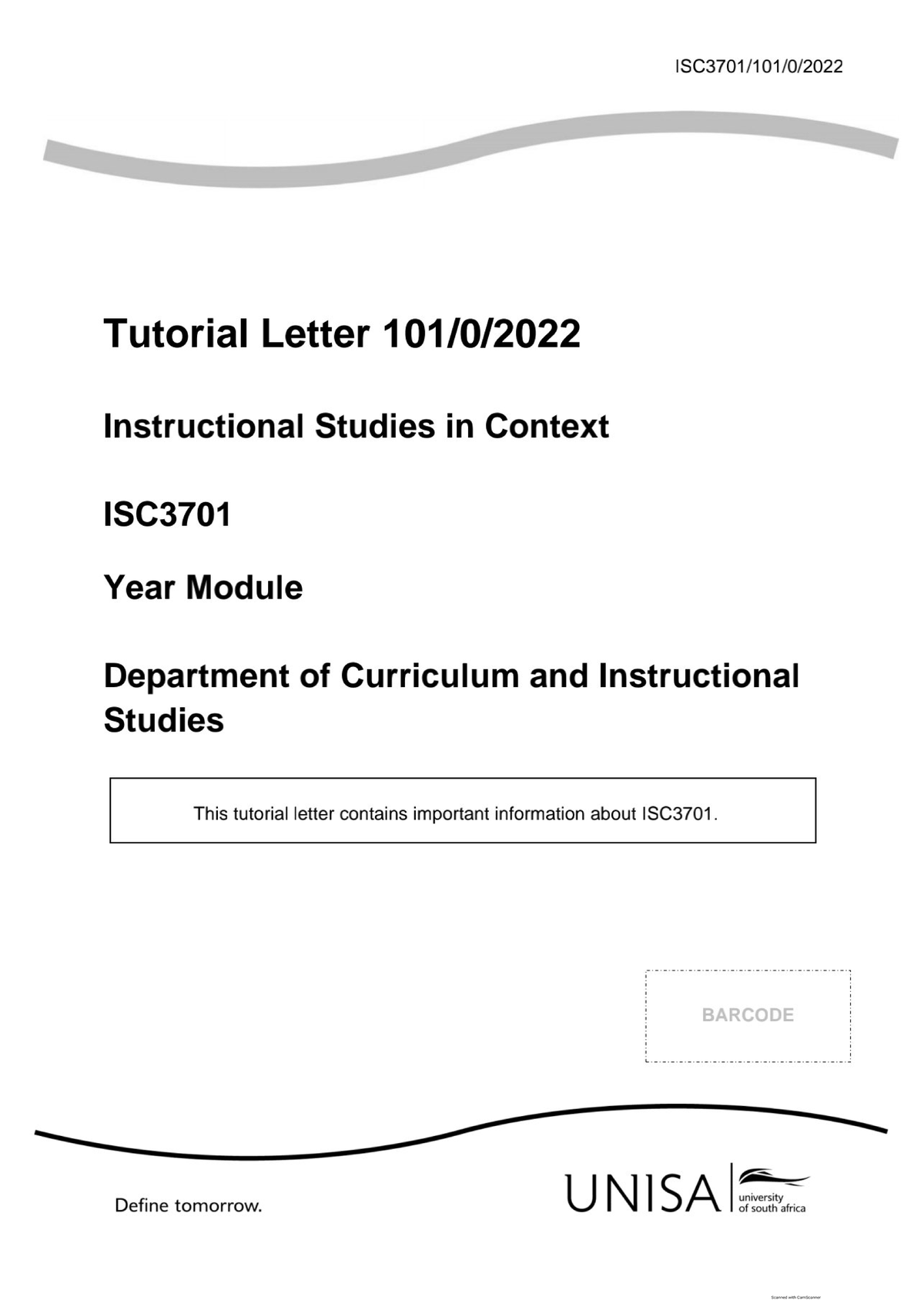 ISC3701 Tutorial Letter - ISC3701 - Studocu