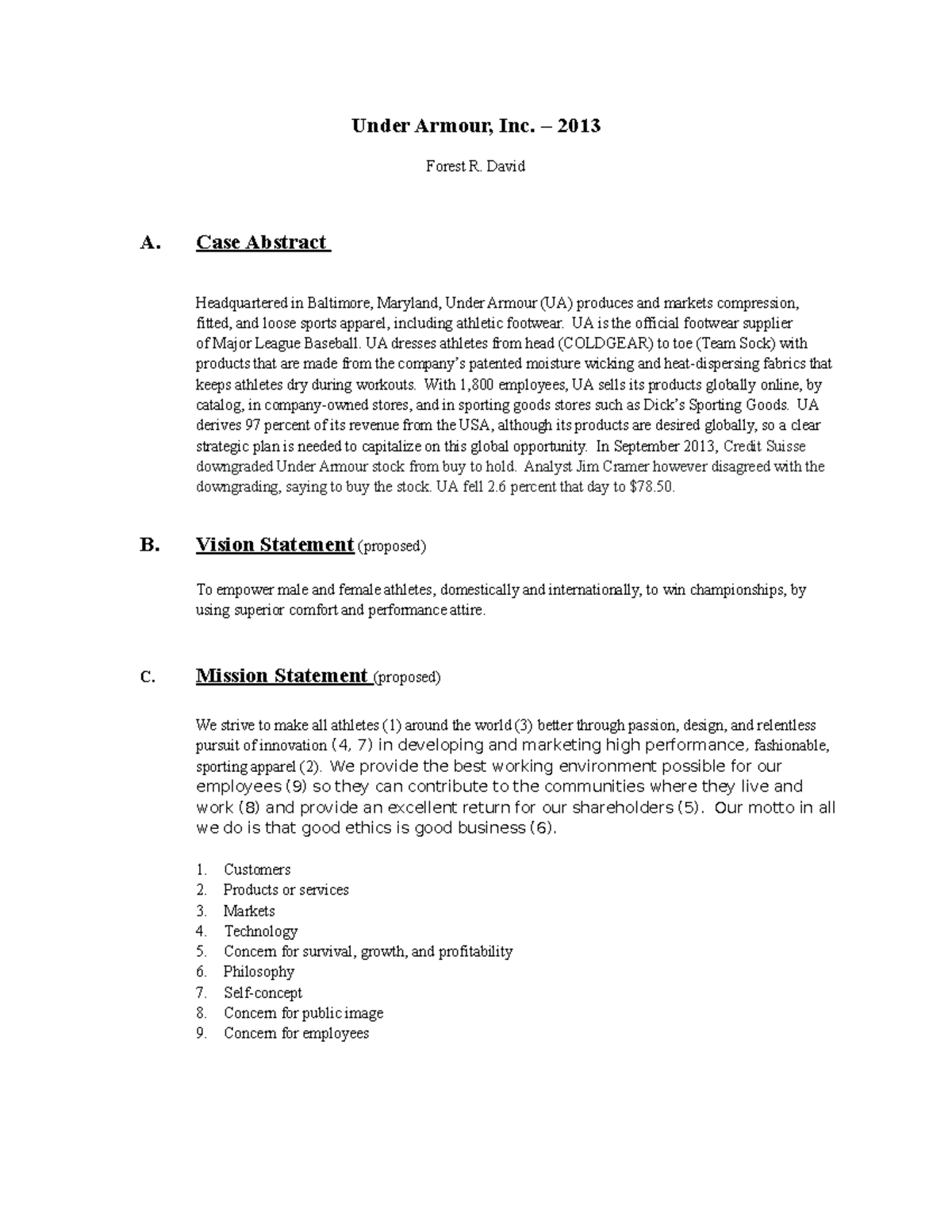 David sm15 case im 16-Under-Armour - Under Armour, Inc. – 2013 Forest R ...