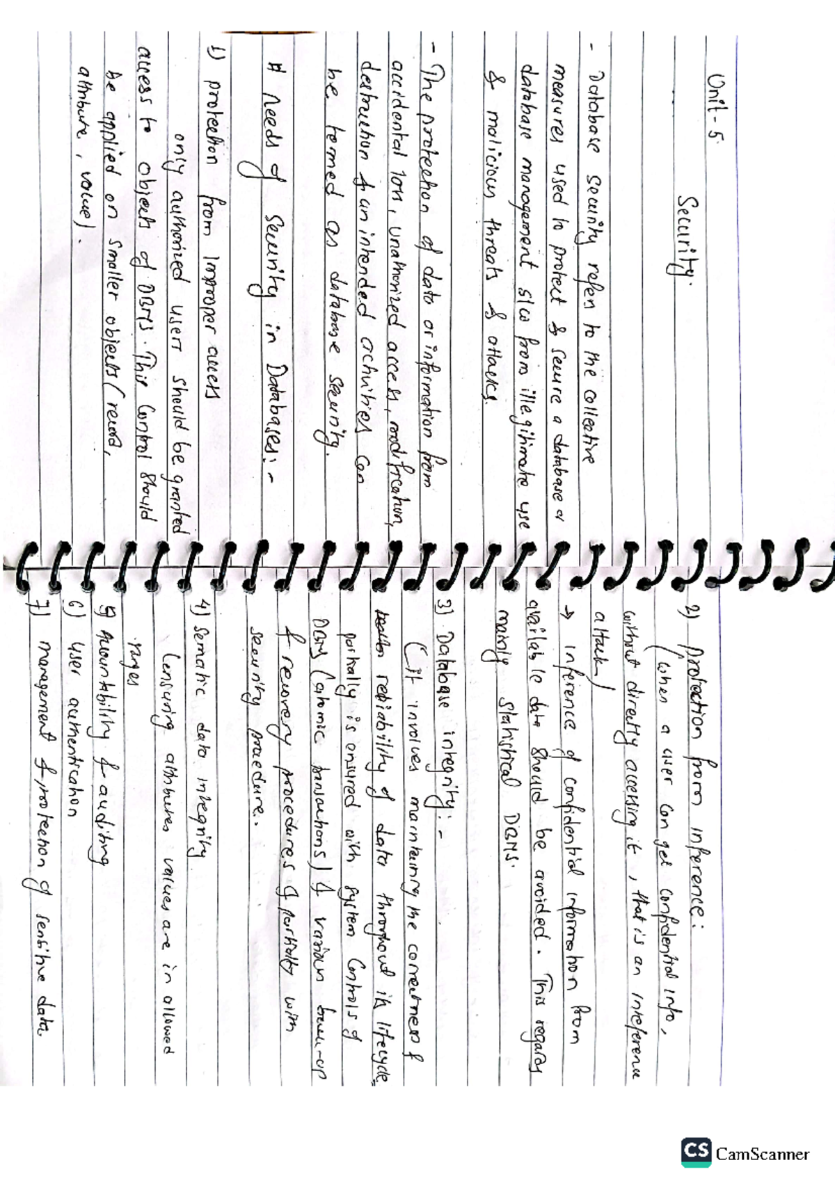 Dbms Chatper 5 Security - 5 Security 2) protection from inference: ( when a user Con get - Studocu