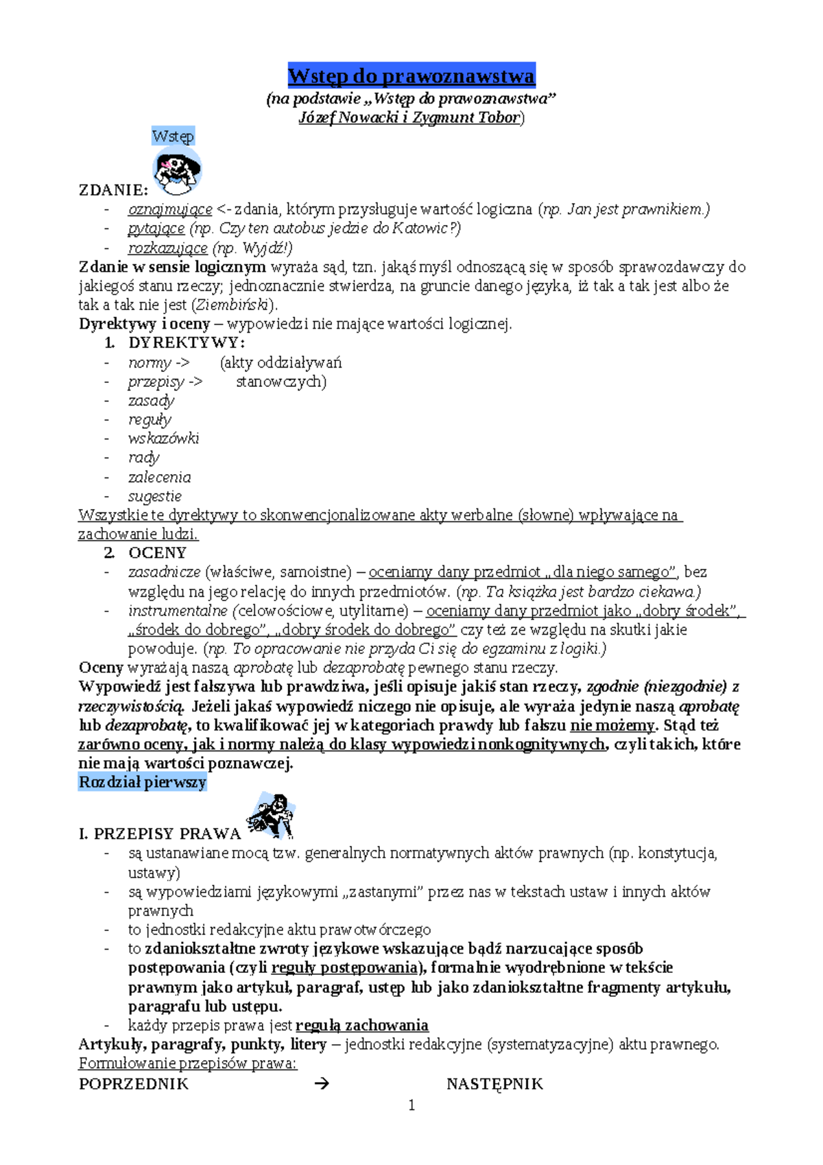 WDP-Skrypt-całość - skrypt - Wstęp do prawoznawstwa (na podstawie „Wstęp do prawoznawstwa” Józef ...