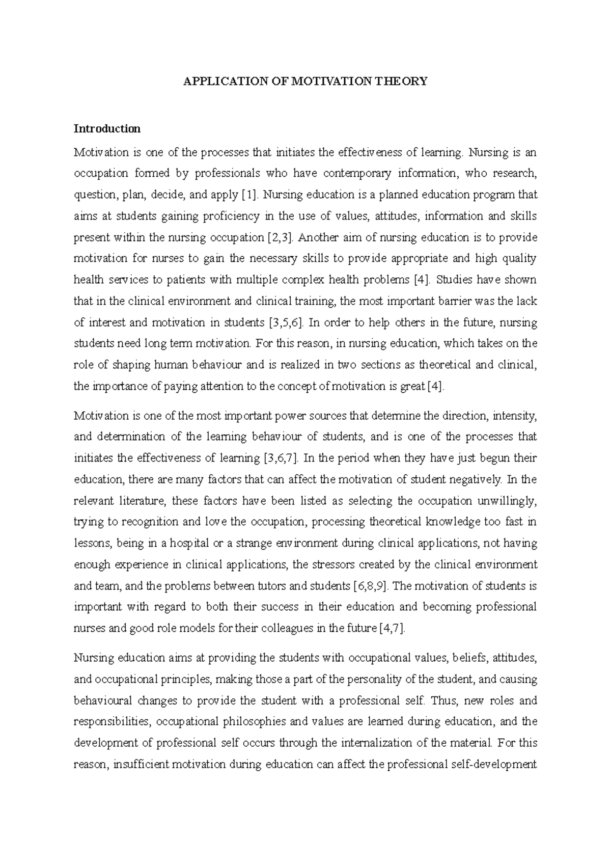 Application OF Motivation Theory in Psychology - APPLICATION OF ...