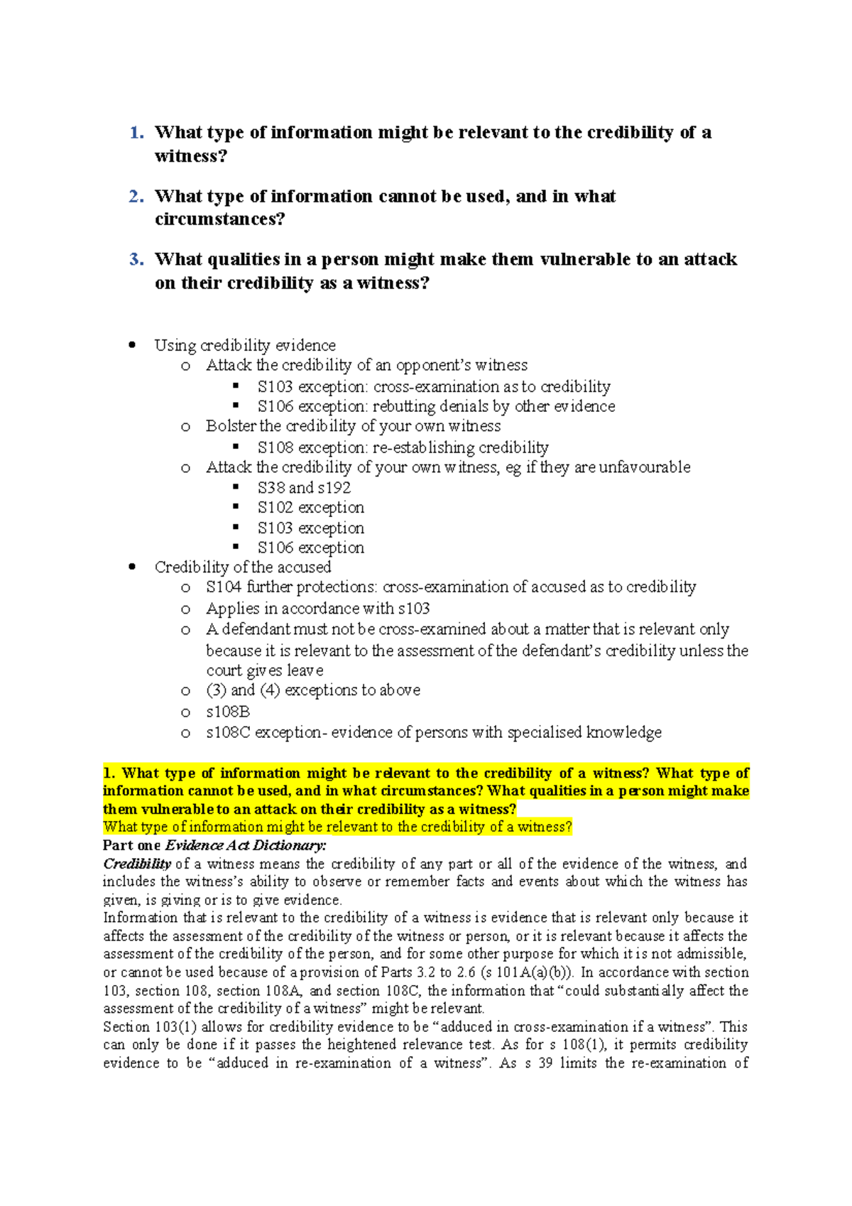 Credibility OF Evidence - 1. What type of information might be relevant ...