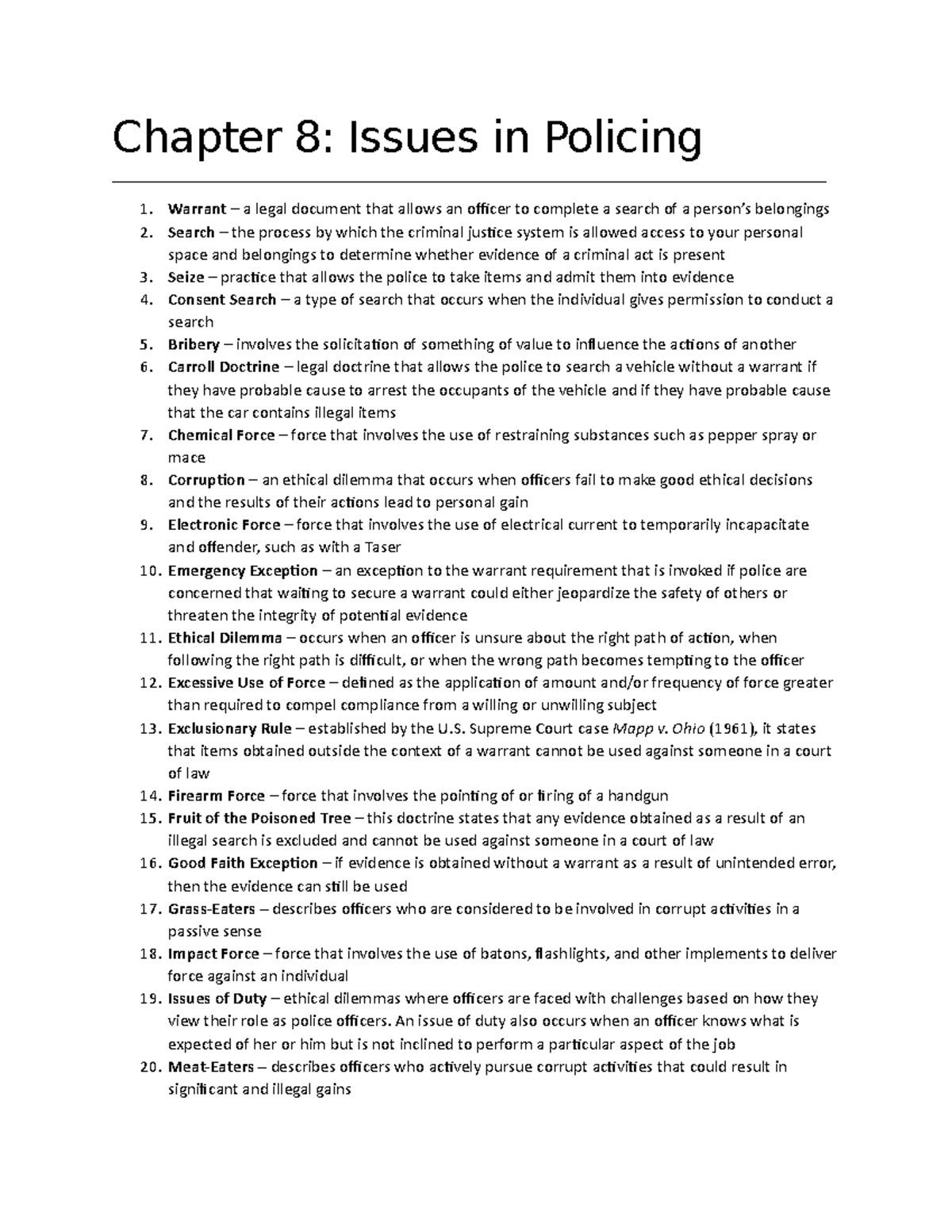 008 Issues in Policing Flashcards - Chapter 8: Issues in Policing - Studocu
