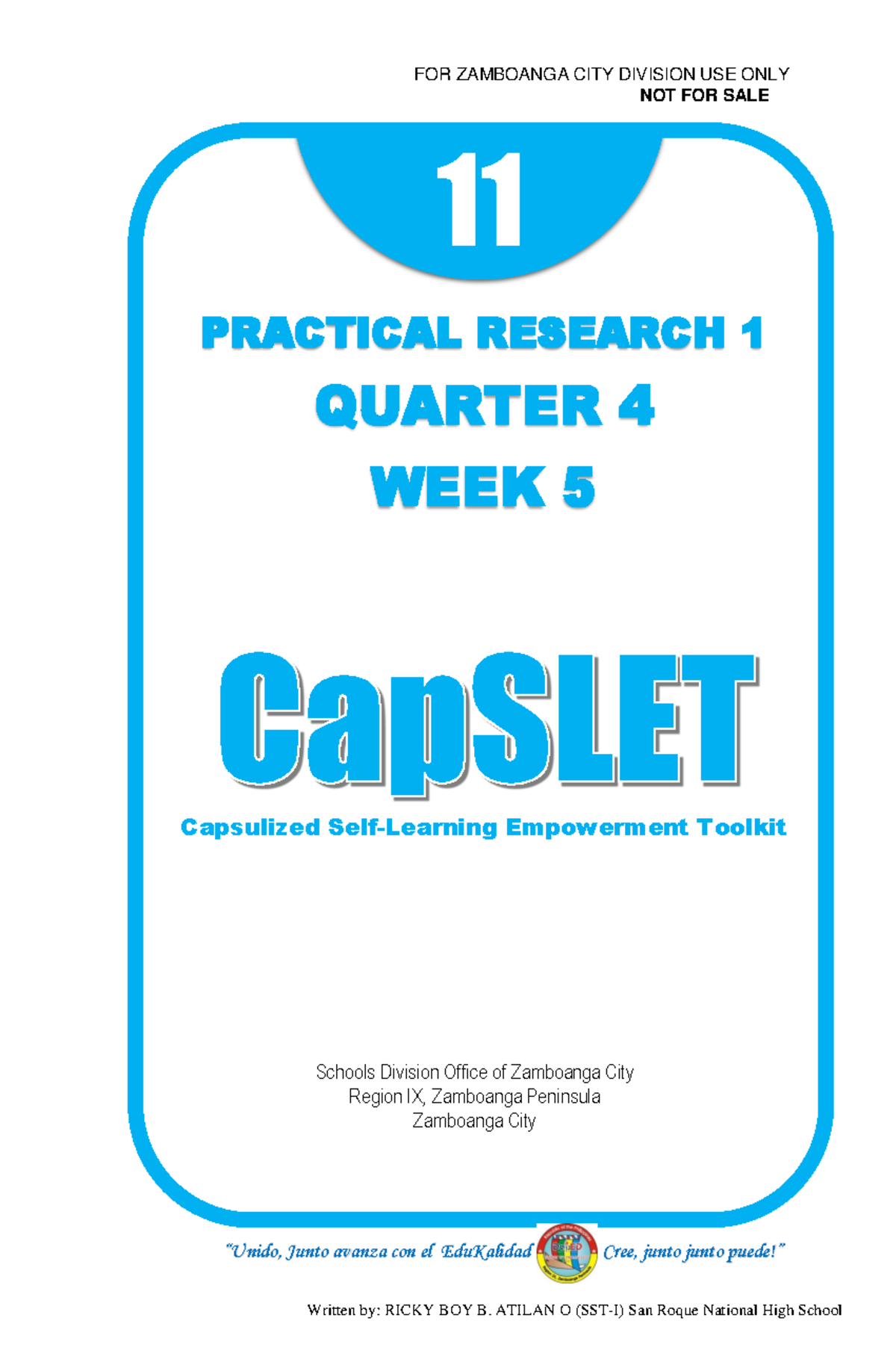 PR1Q4W5CA - PRACTICAL RESEARCH 1 QUARTER 4 WEEK 5 “Unido, Junto avanza ...