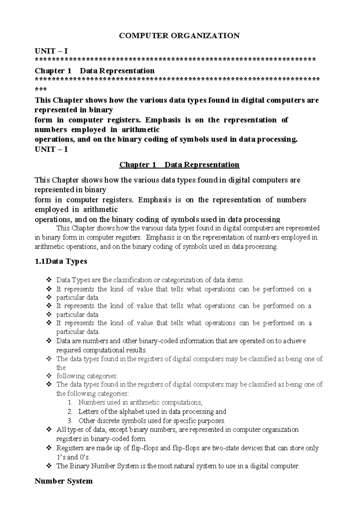 Computer Organization notes of lesson - COMPUTER ORGANIZATION UNIT – I ...
