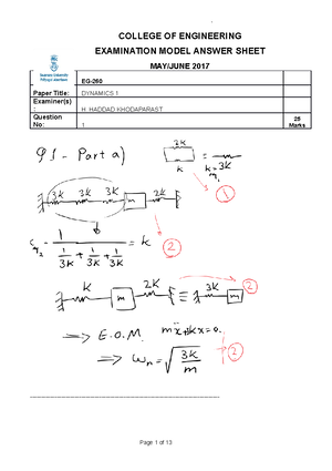 Example sheet 1 part 3 solutions - EG-235 - Studocu