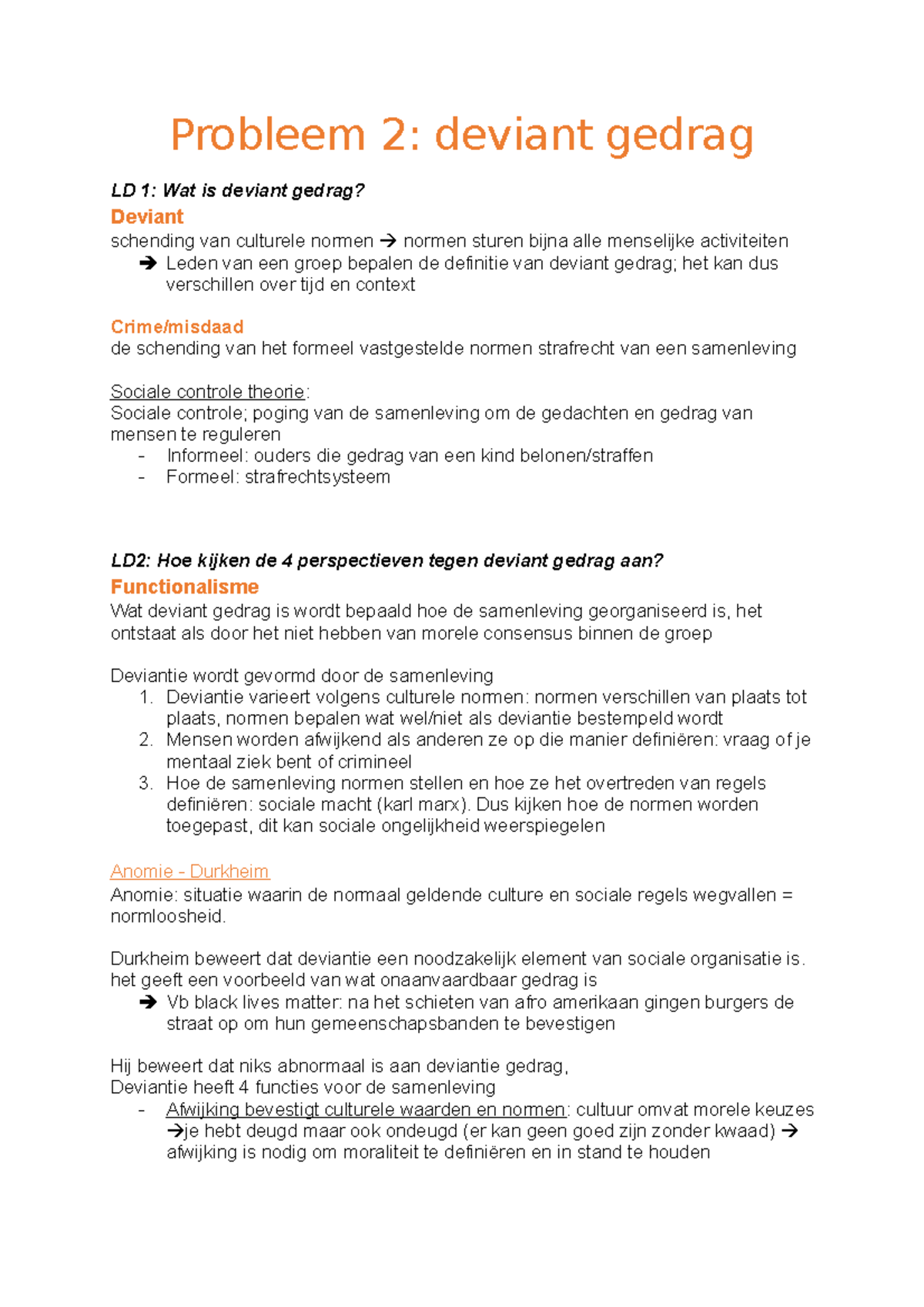 Week 2 - theorie week 2 - Probleem 2: deviant gedrag LD 1: Wat is ...