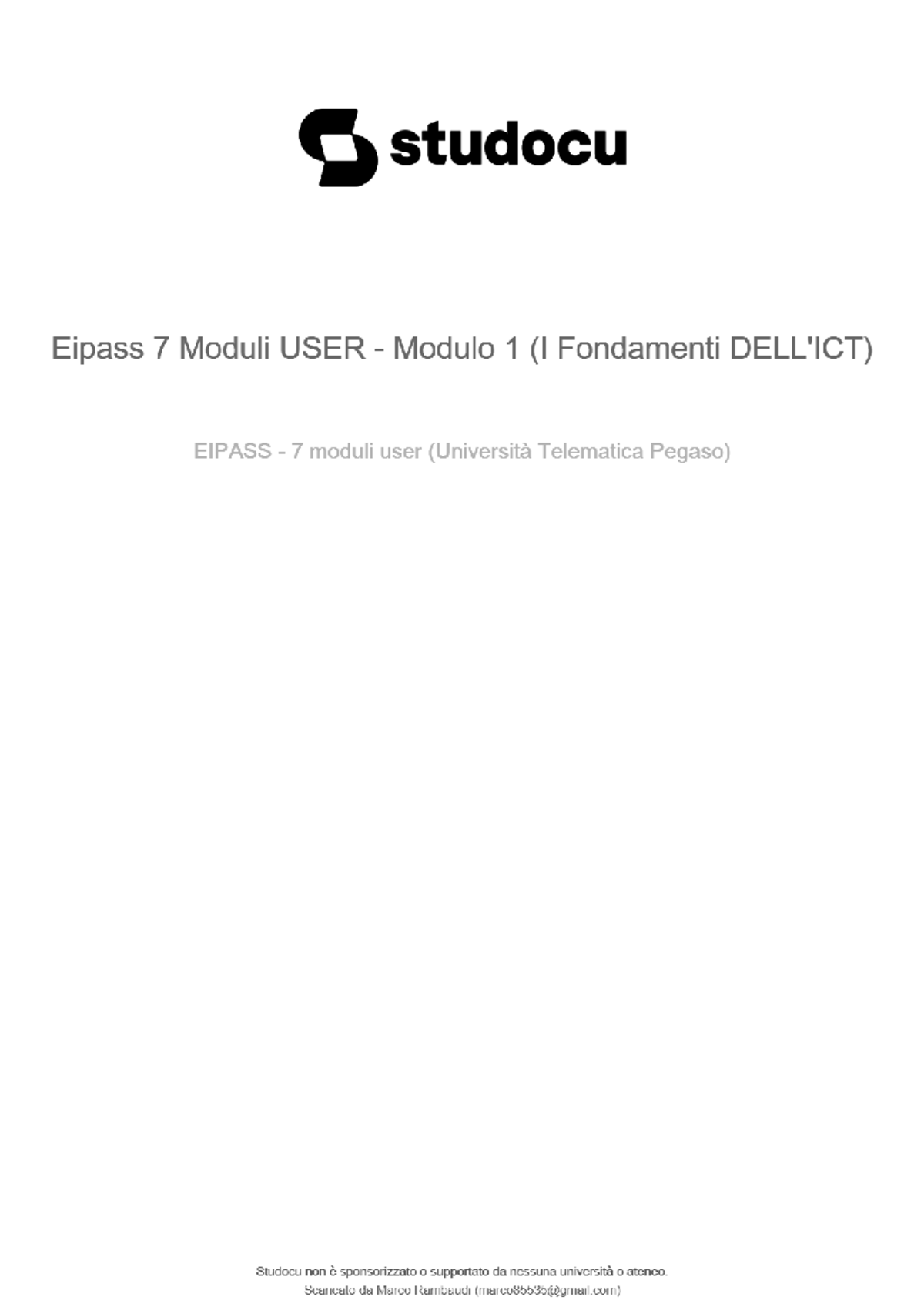 Eipass 7 moduli user modulo 1 i fondamenti dellict - EIPASS - 7 moduli user - Studocu