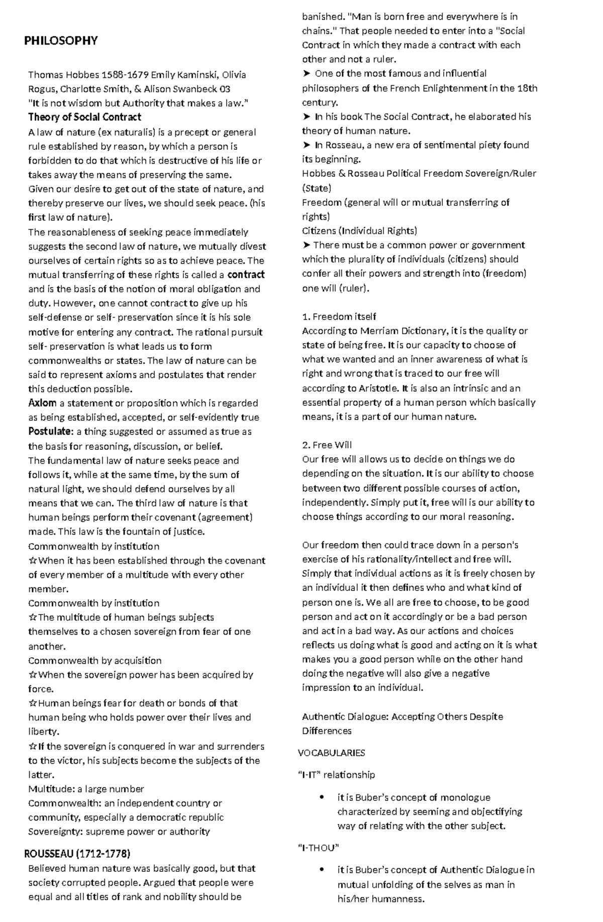 Reviewer 2ND Quarter Philo AND Genmath 1 - PHILOSOPHY Thomas Hobbes ...