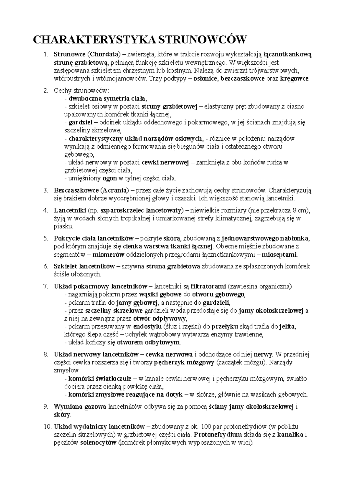 Charakterystyka strunowców - CHARAKTERYSTYKA STRUNOWCÓW Strunowce ...