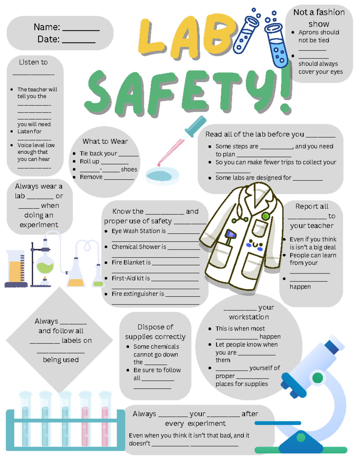 Lab Safety Easy Notes-1 - LabLab safety! safety! Name: __________ Date ...