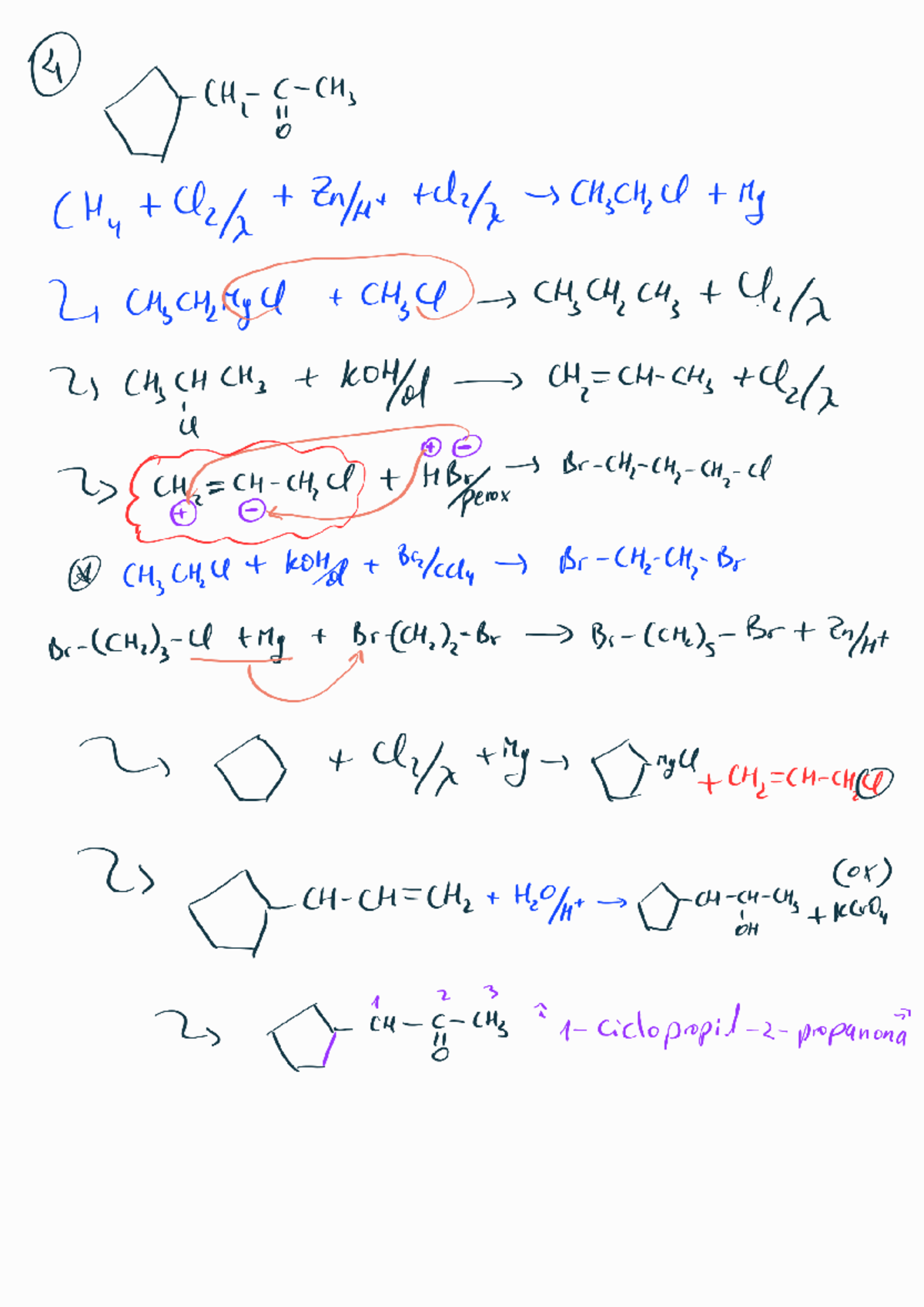 Química Orgánica Carbonilo Ejercicios arevalo - 4 CH1-C-CH3 (Hy + U2/2 + Zn/H+ +122 CH3CH2C +My ...