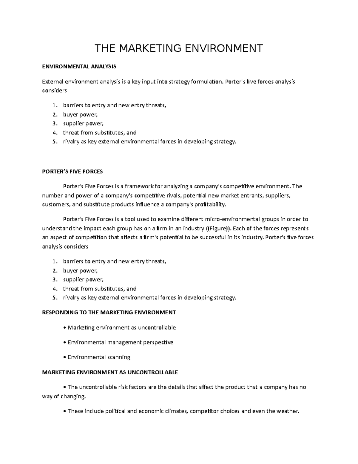 The Marketing Environment - THE MARKETING ENVIRONMENT ENVIRONMENTAL ...