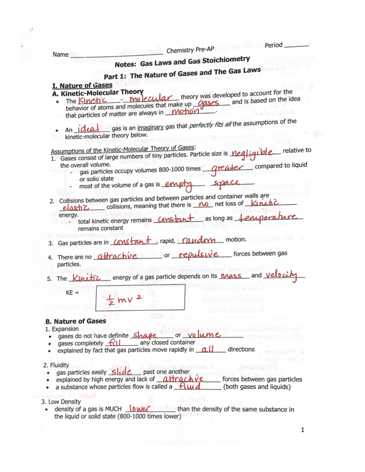 Gas Law Note KEY 2022 - Studocu