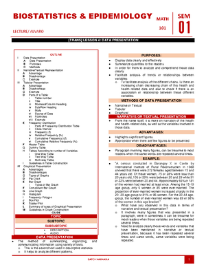 Biostatistics and Epidemiology Lecture Notes - BIOSTATISTICS ...