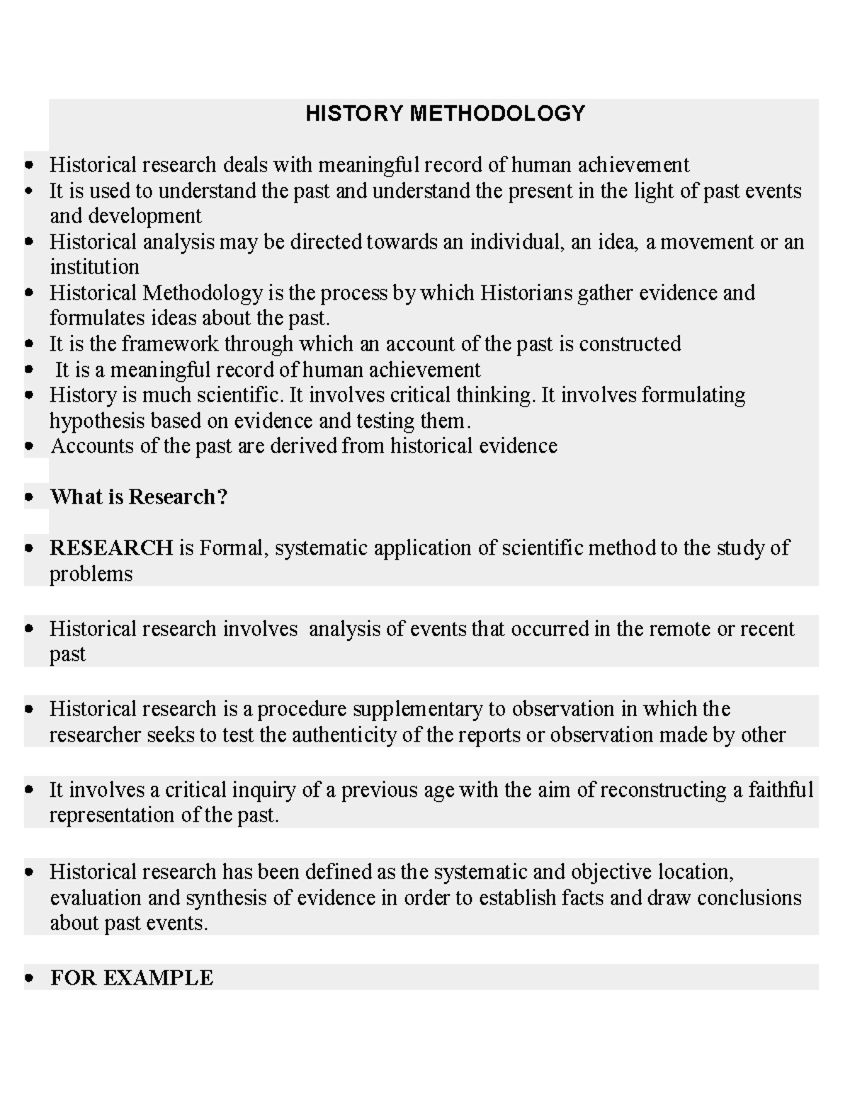 Hist methodology students - HISTORY METHODOLOGY Historical research ...
