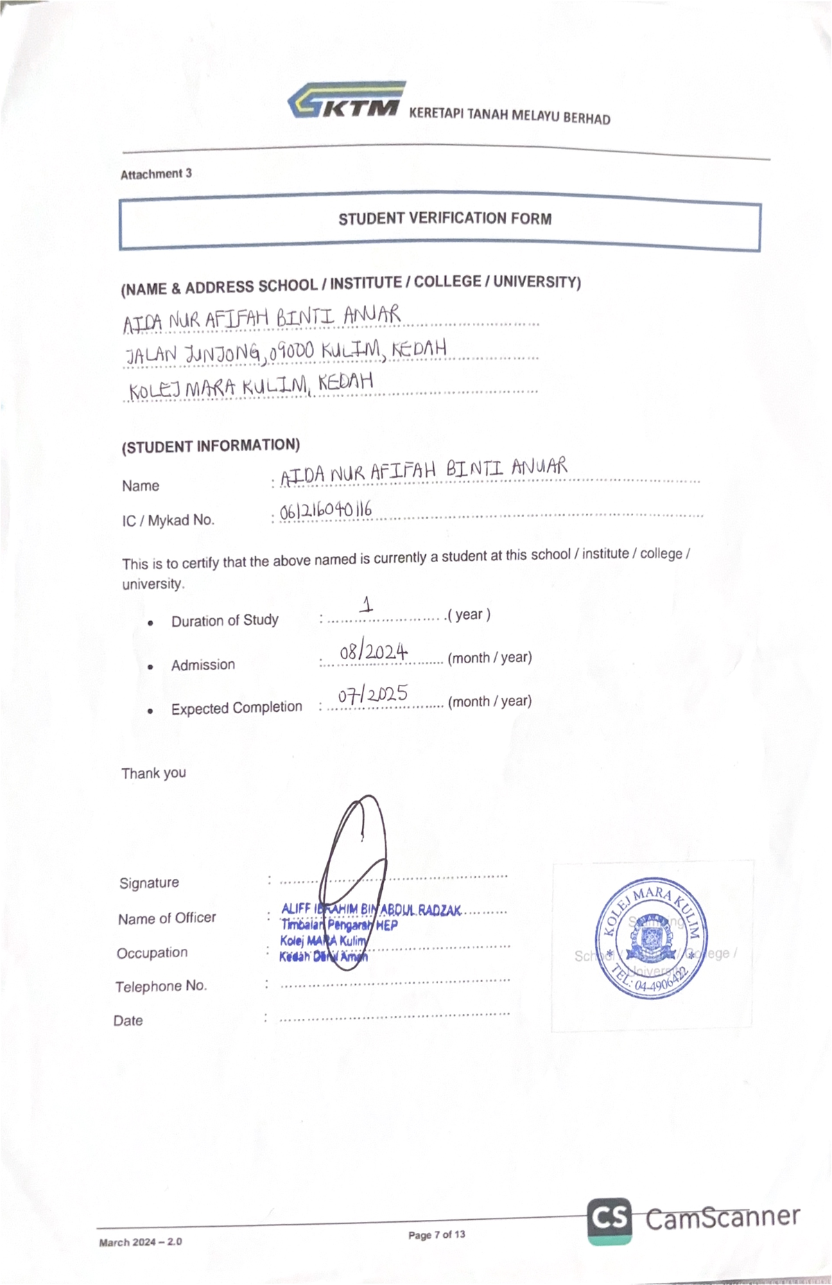 Student concession - hope this helps - KERETAPI TANAH MELAYU BERHAD ...