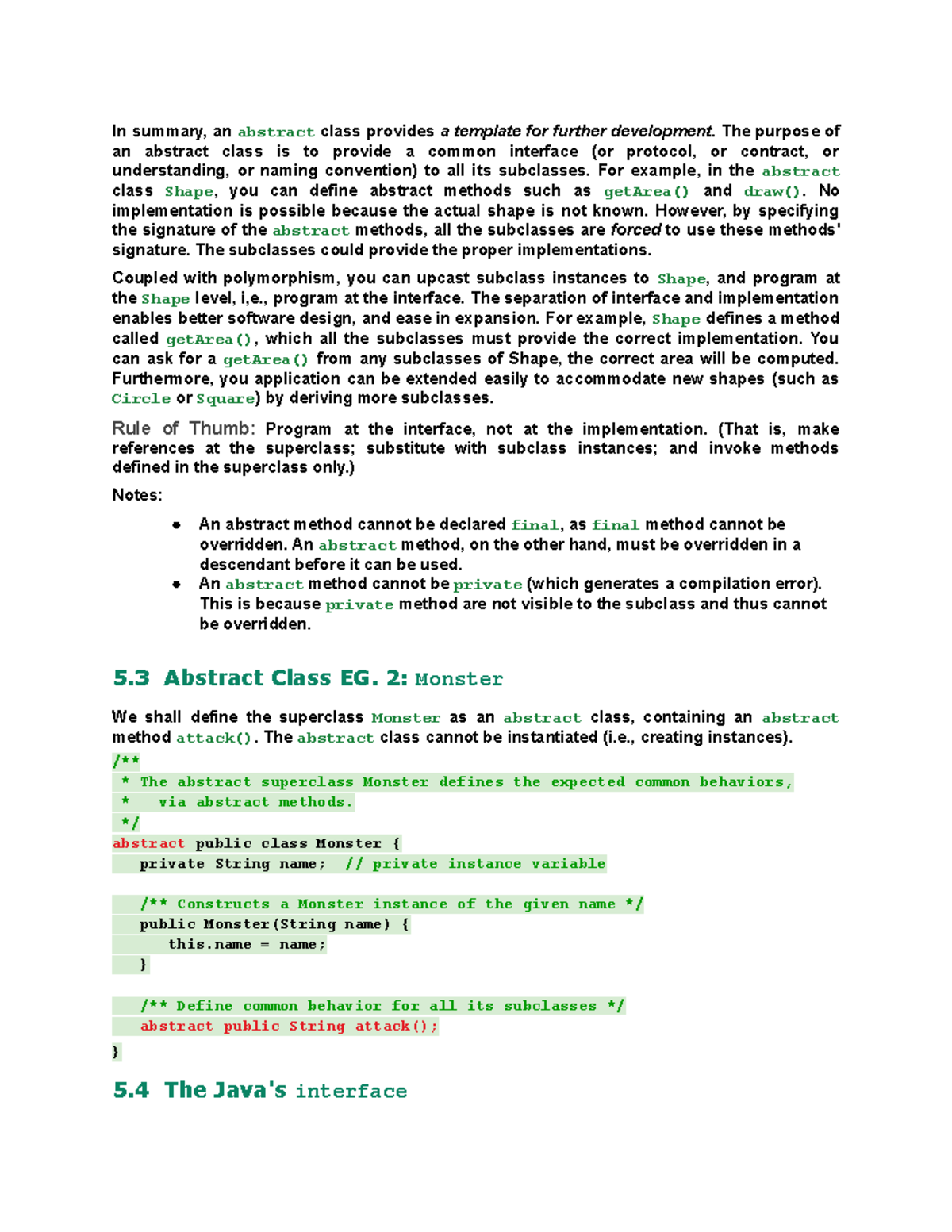 Java Programming Tutorial 8 - In summary, an abstract class provides a ...