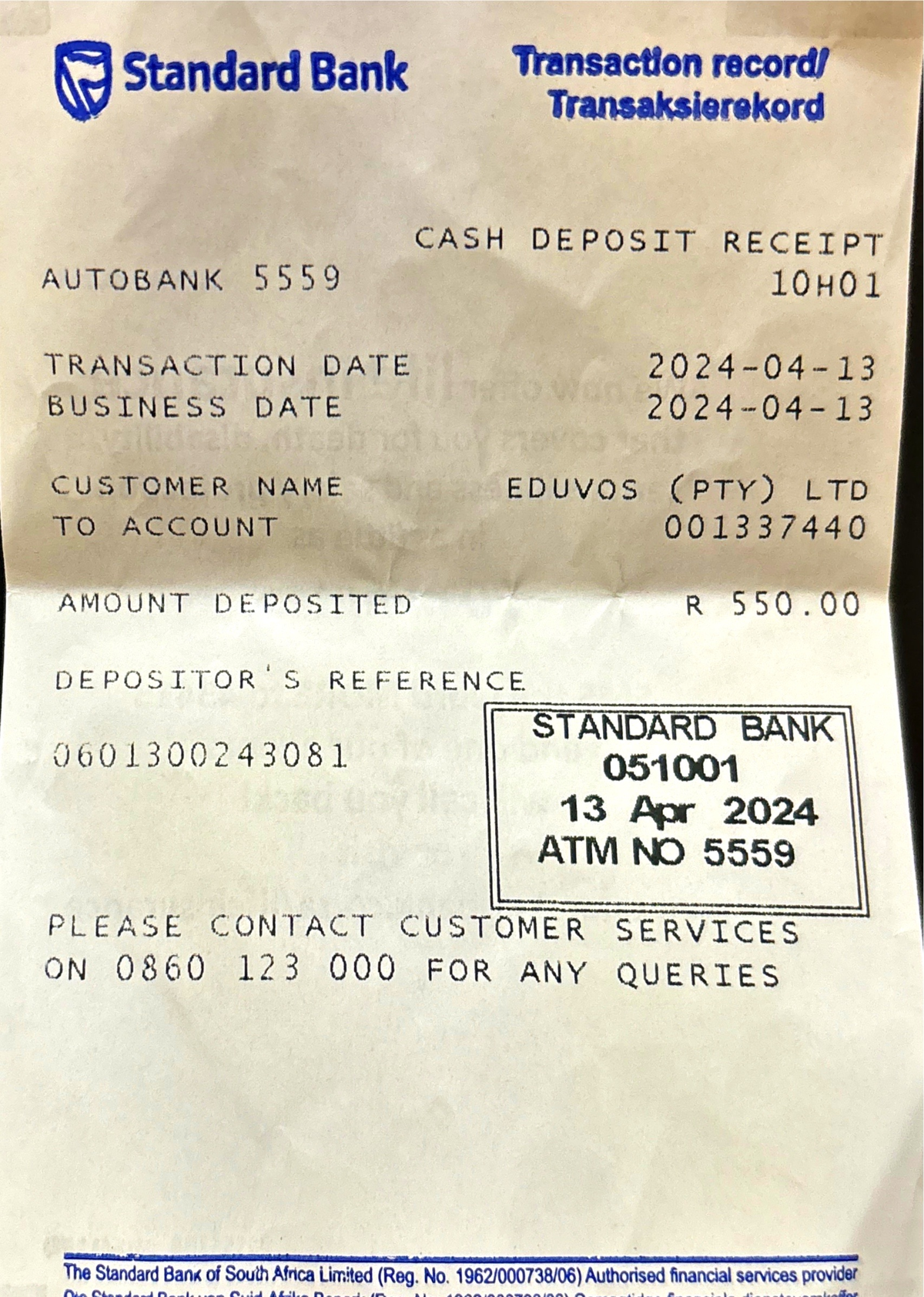 Apr 13, Doc 1 - Notes - Standard Bank Transaction Transaksierekord CASH ...
