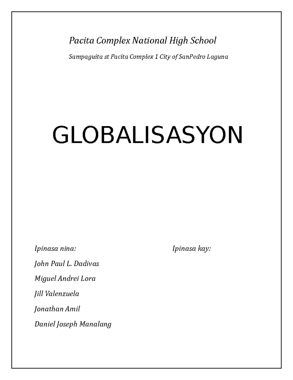 Ap - All about Ap - Pacita Complex National High School Sampaguita st ...