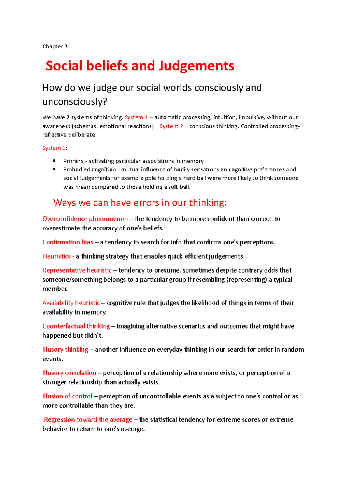 Social psych chapter 3 - Chapter 3 Social beliefs and Judgements How do ...