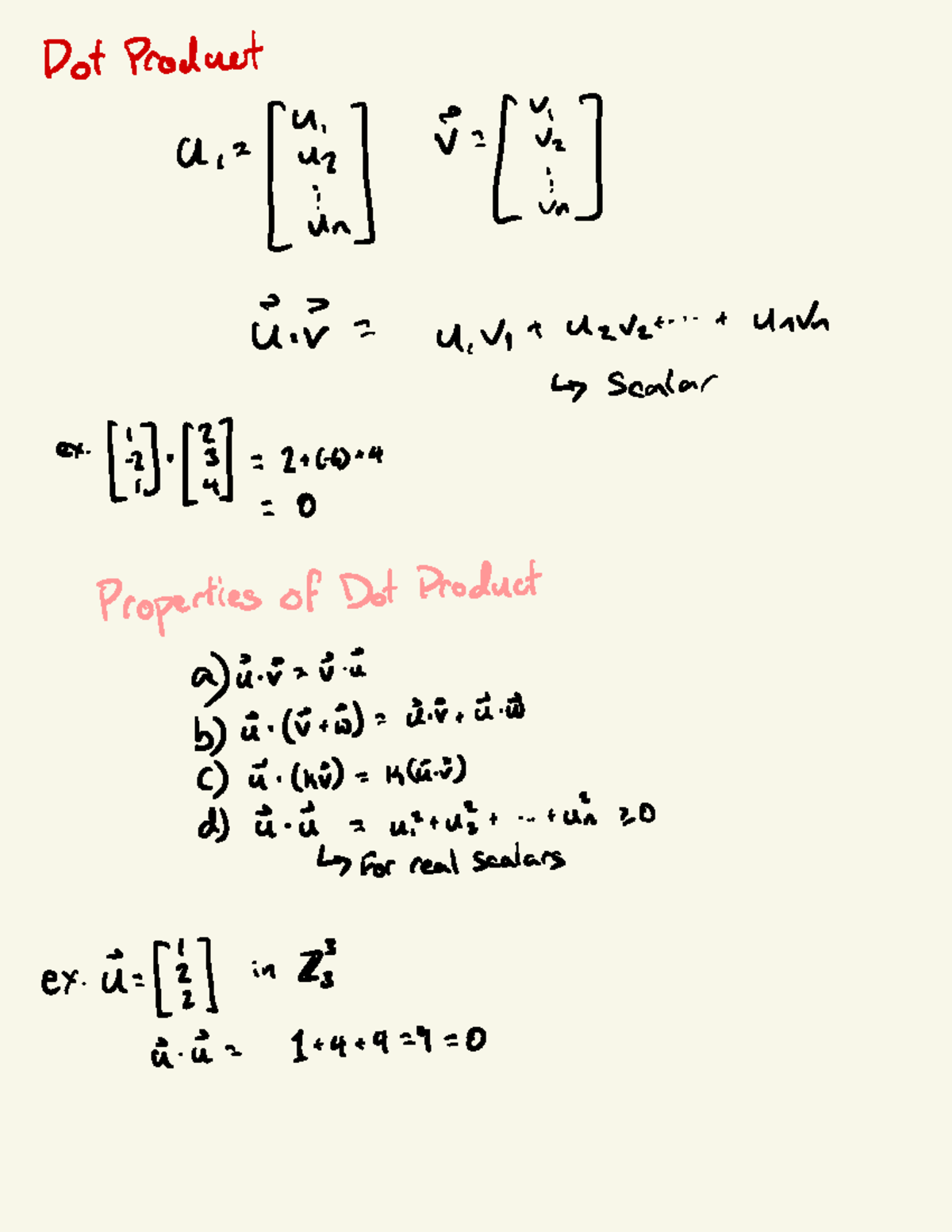 Length, Angle and Dot Product - Dot Product a . (2) = (E) Giv = u , v ...