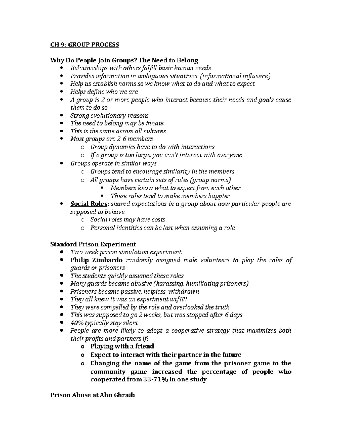 CH 9 - Group Process - CH 9: GROUP PROCESS Why Do People Join Groups ...