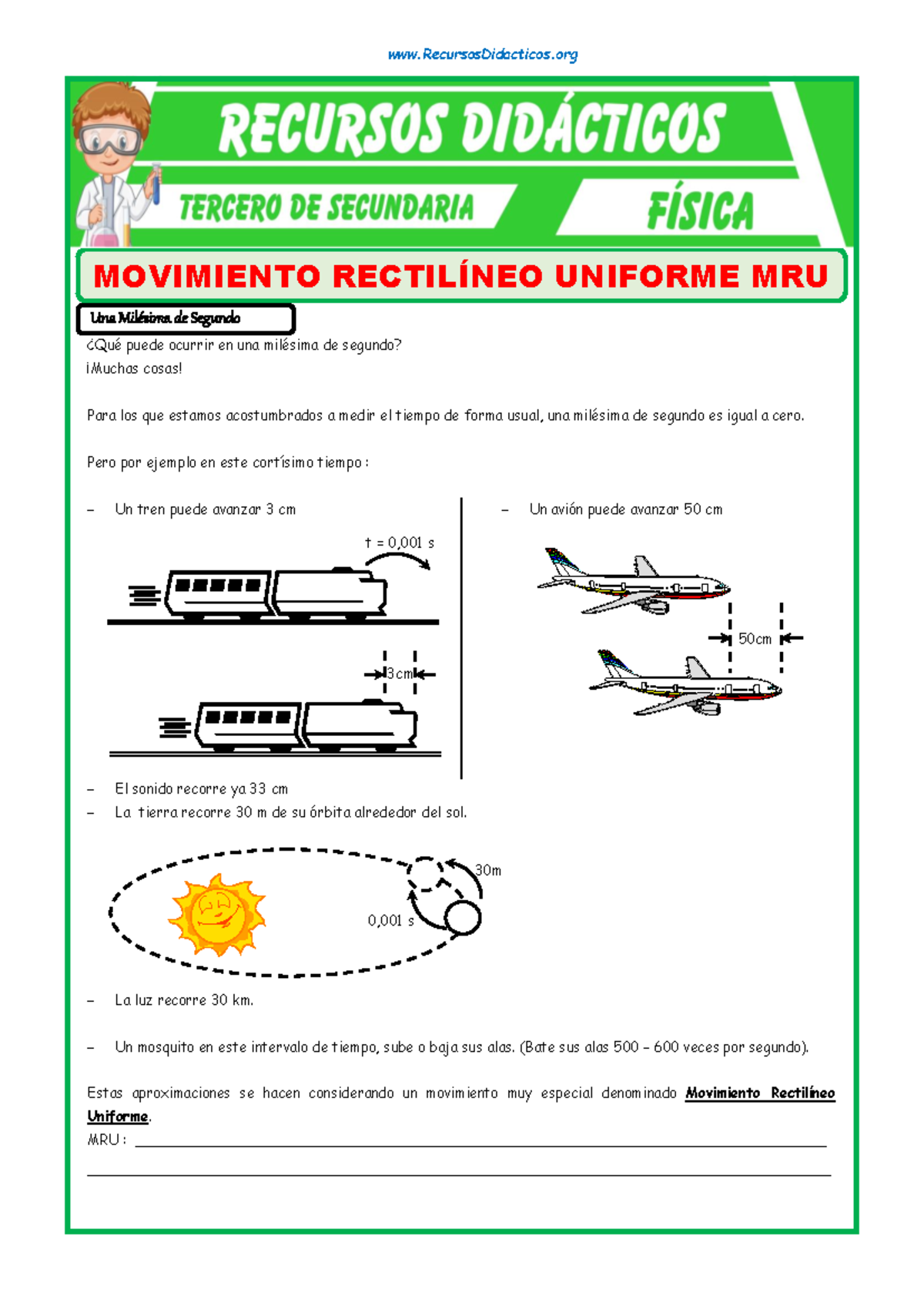 Ejercicios de MRU para Tercer Grado de Secundaria - MOVIMIENTO ...