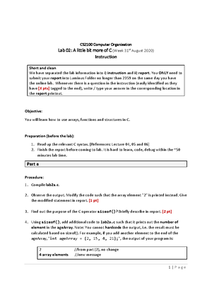 Midterm answer sheet - Page 1 of 2 CS2100 (AY20 21 /2022 Semester 2) Mid-Term: Answer Sheet ...