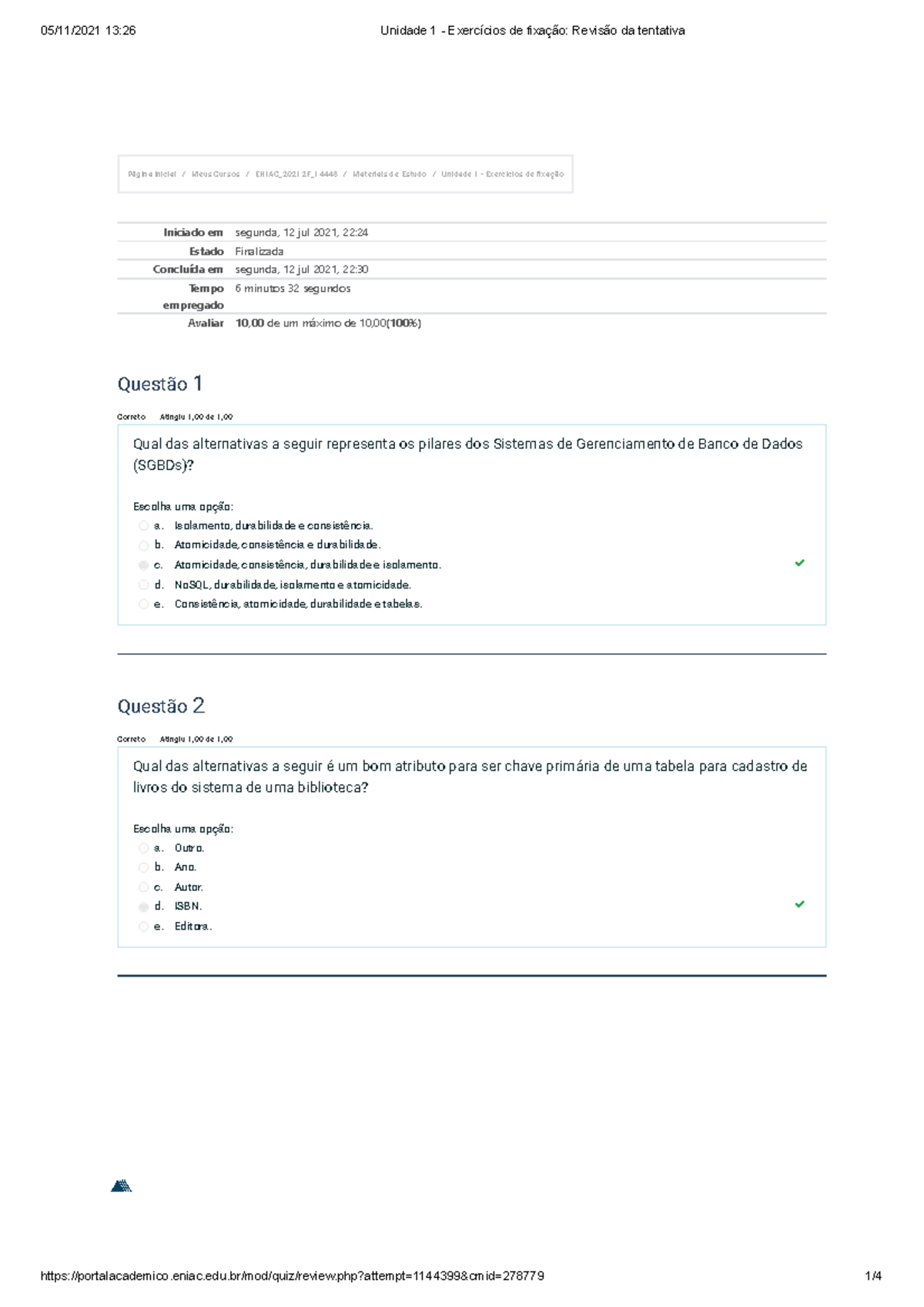 Unidade 1 - Exercícios de fixação de SQL - Página inicial /Meus Cursos ...