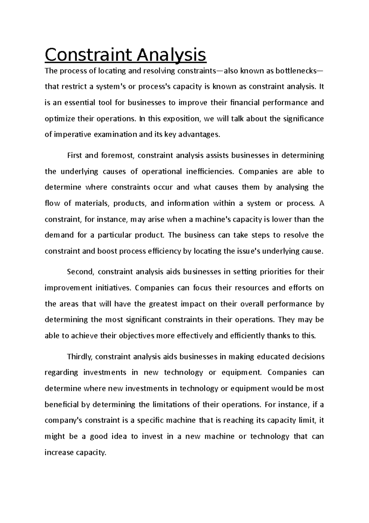 Constraint Analysis - It is an essential tool for businesses to improve ...