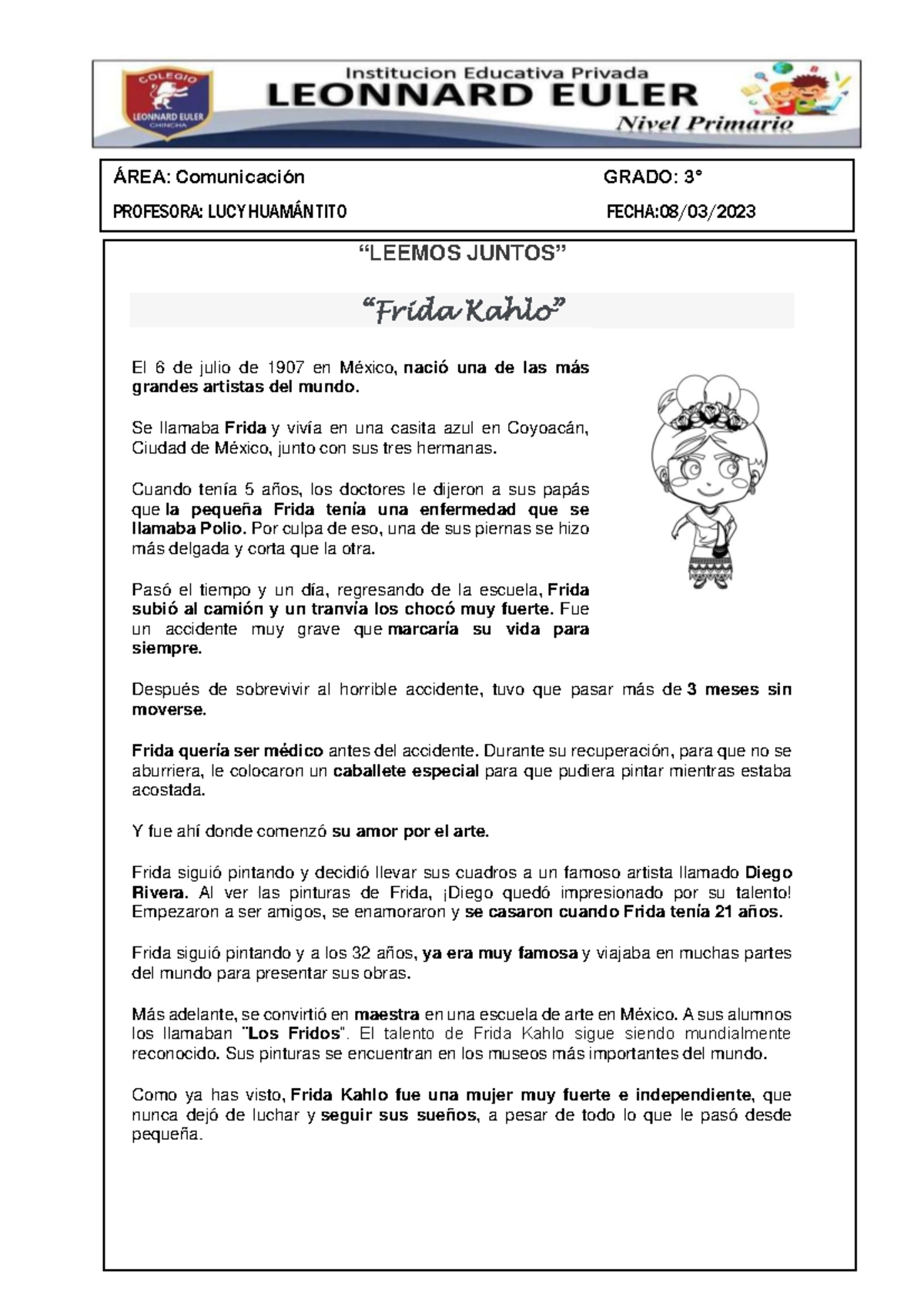 8 DE Marzo DÍA Internacional DE LA Mujer 3° Grado - “LEEMOS JUNTOS ...