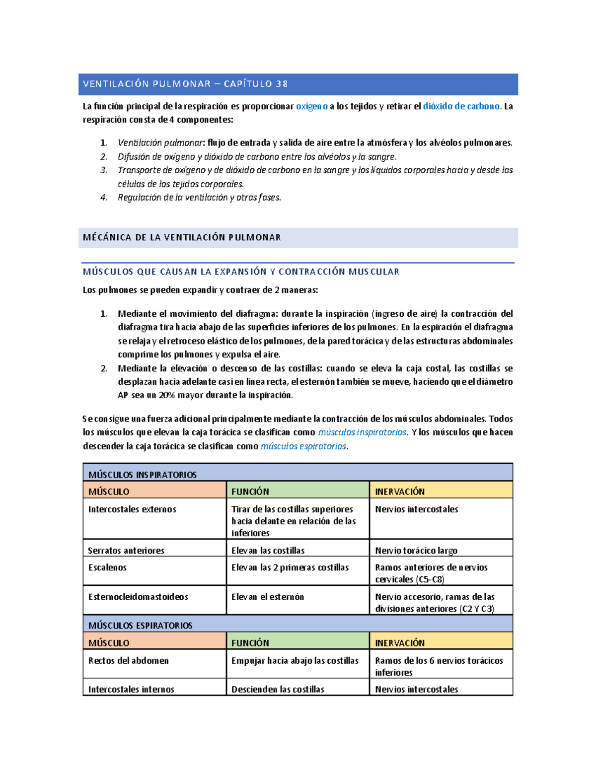 Capítulo 38. Ventilación pulmonar - VENTILACIÓN PULMONAR – CAPÍTULO 38 La función principal de ...