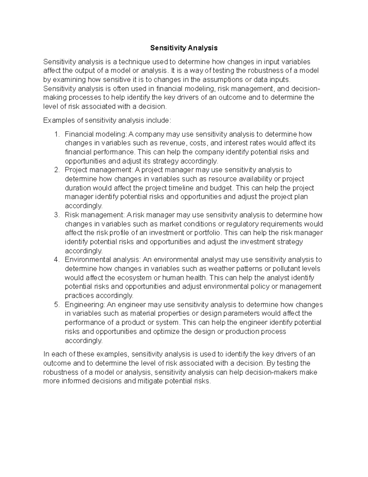 Sensitivity Analysis - This notes are really interesting I hope you can ...