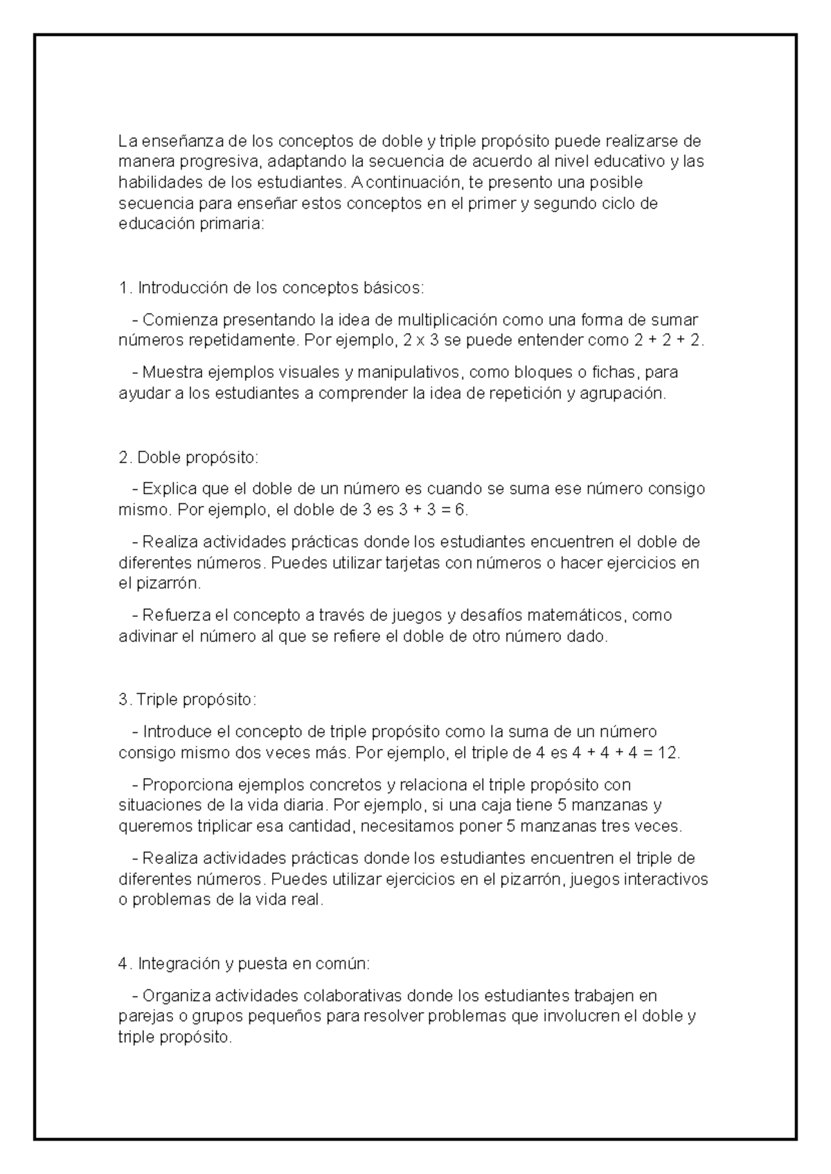 Secuencia Para Enseñar Doble Y Triple La Enseñanza De Los Conceptos De Doble Y Triple